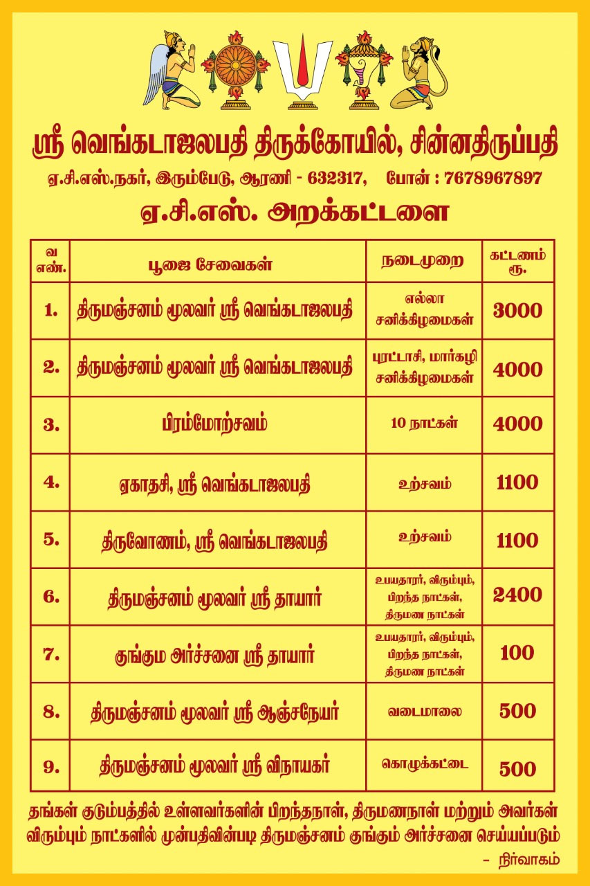 Sevas – Sri Venkatachalapathy Temple